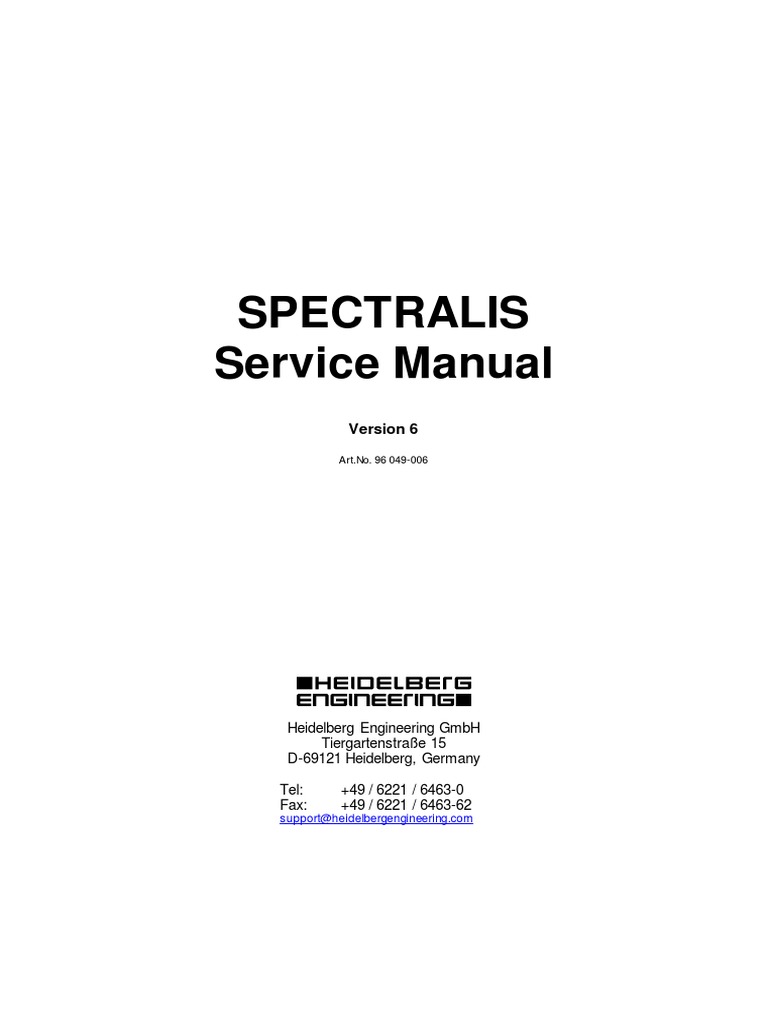 SPECTRALIS Service Manual V.6 English PDF | PDF | Infrared | Laser