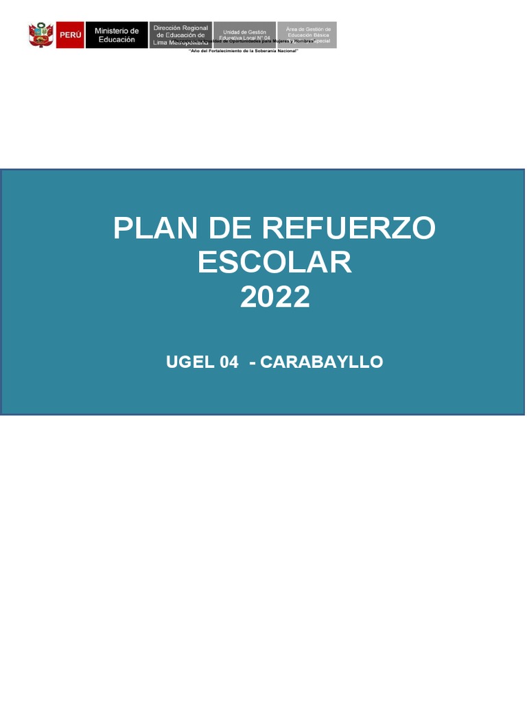 Plan de Refuerzo Escolar | PDF | Educación primaria | Aprendizaje