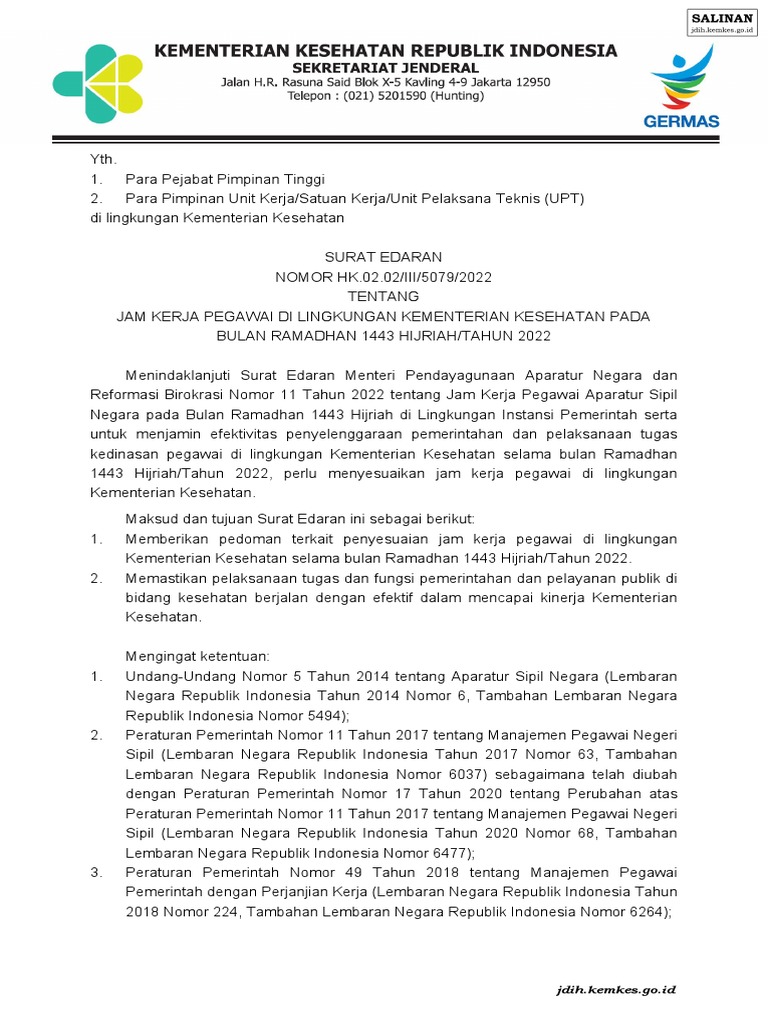 Jam Kerja Ramadhan Kemenkes | PDF | Sains & Matematika