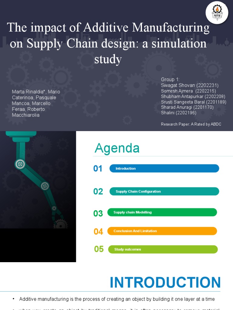 SCM Assignment 3 Group 1 | PDF | Supply Chain | 3 D Printing