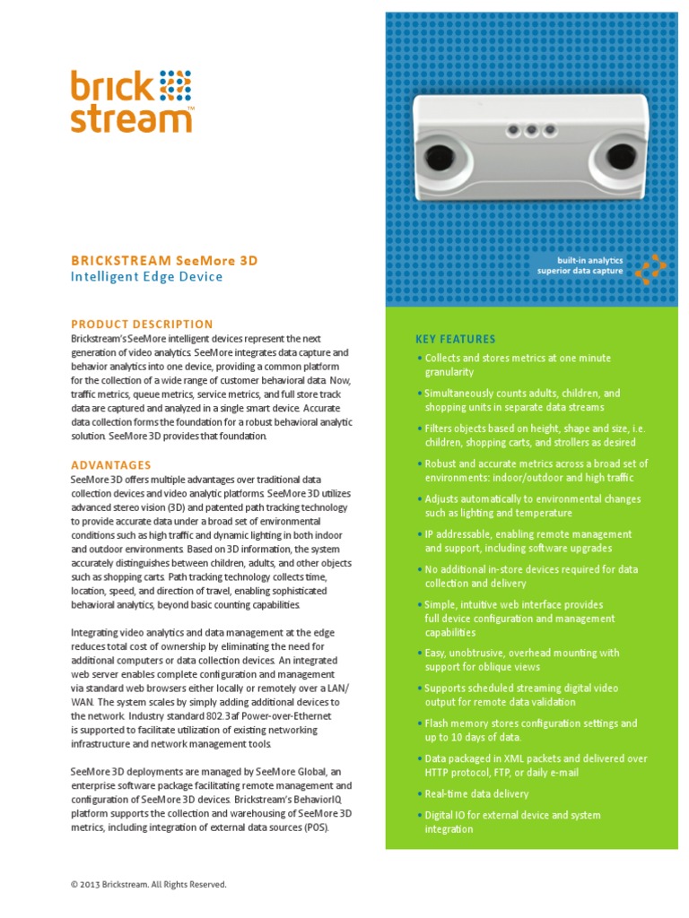 Brickstream 2300 Data Sheet - v2 | PDF | Computer Network | Analytics