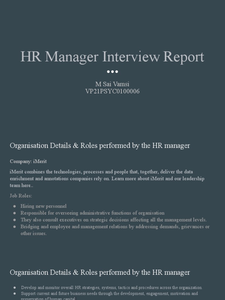 HR Manager Interview Report | PDF