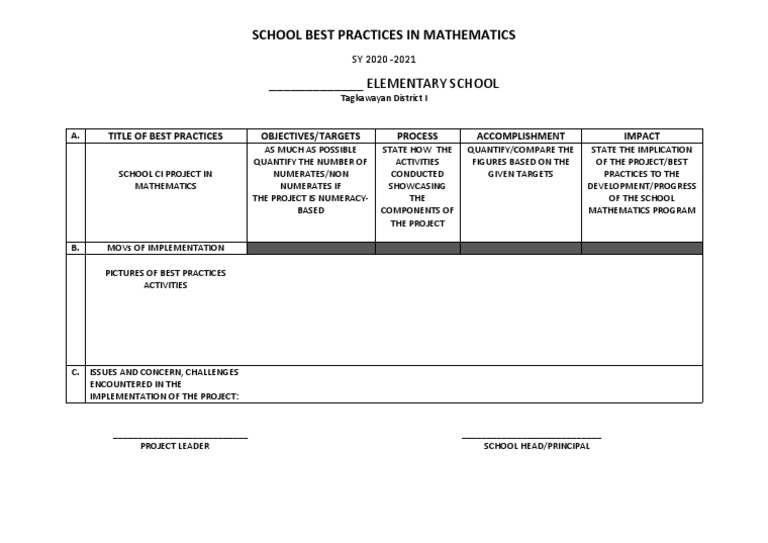 School Best Practices in Mathematics | PDF