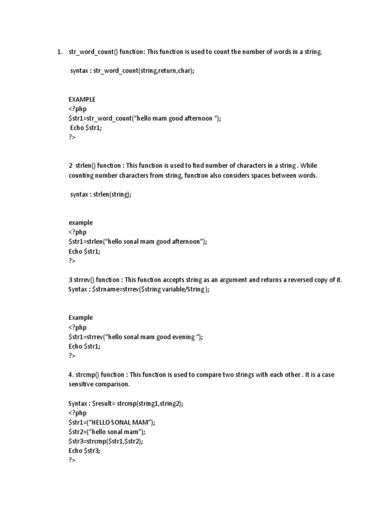 String Function Php Pdf Control Flow Computer Programming 