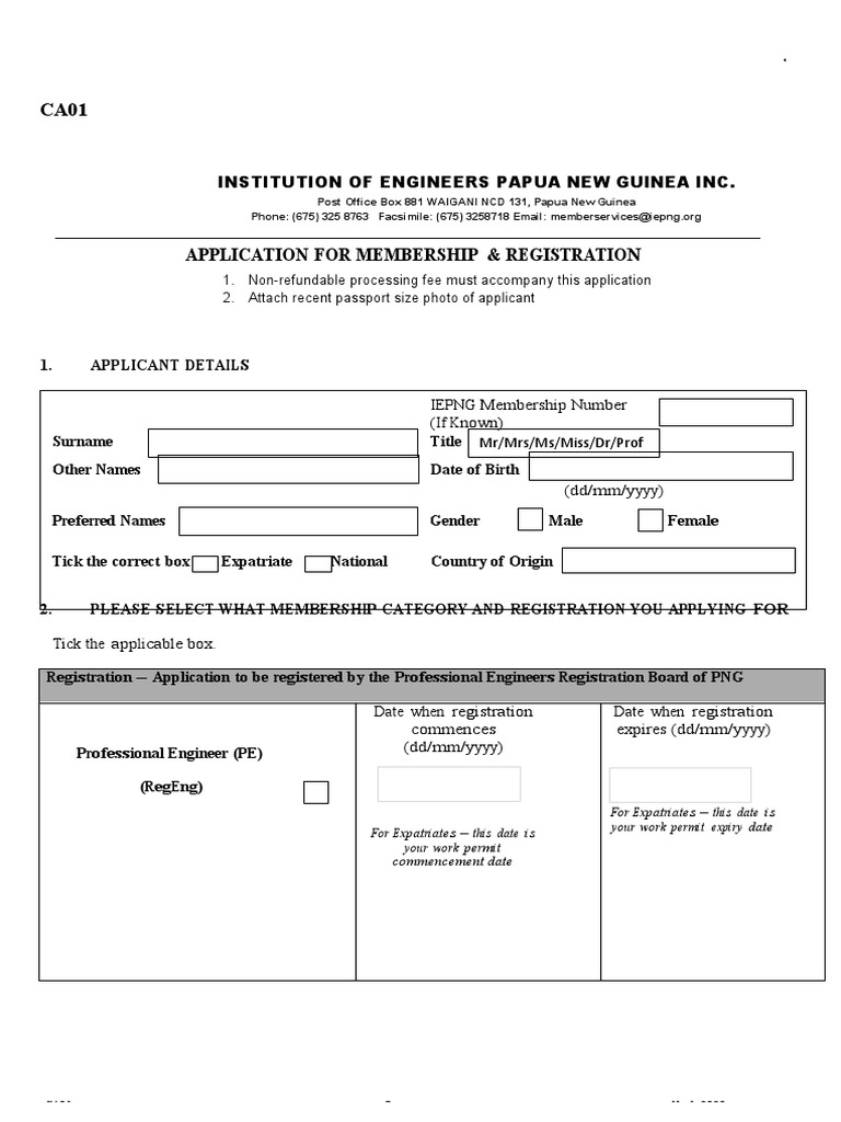 IEPNG Membership Application Form | PDF | Cheque | Academic Degree