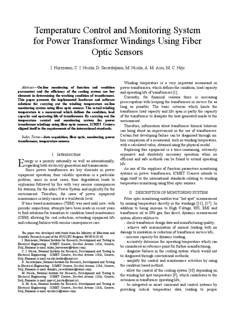 Temperature Control and Monitoring System For Power Transformer ...