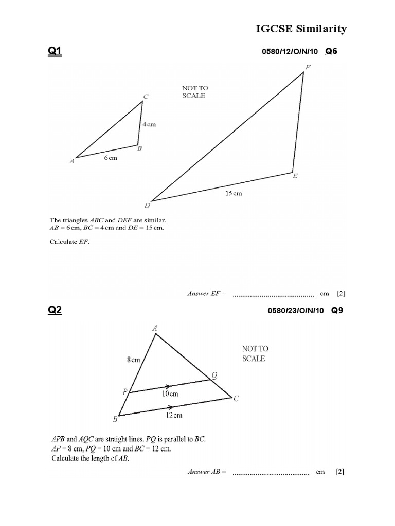 IGCSE Similarity | PDF