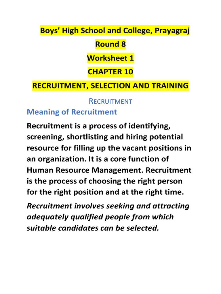 Class - 10 - Commercial Applications - Worksheet-1 | PDF | Recruitment ...