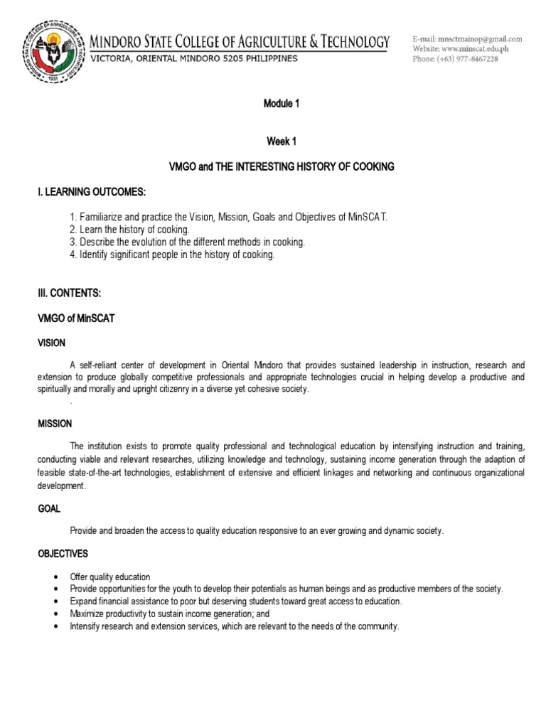 VMGO and the History of Cooking | PDF | Cookbooks | Breads