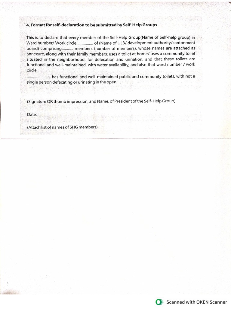 SHG Declaration - 1 | PDF