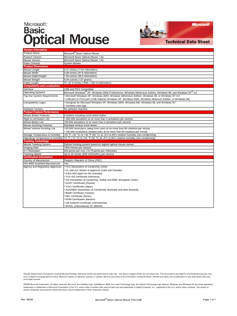 TDS BasicOpticalMouseUSB-PS2 (SB) 0604A | PDF | Microsoft Windows | Windows 2000
