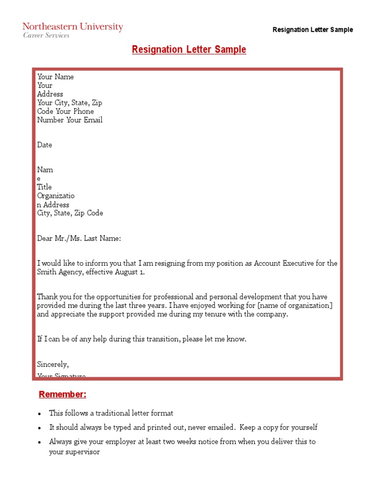 Resignation Letter Sample | PDF