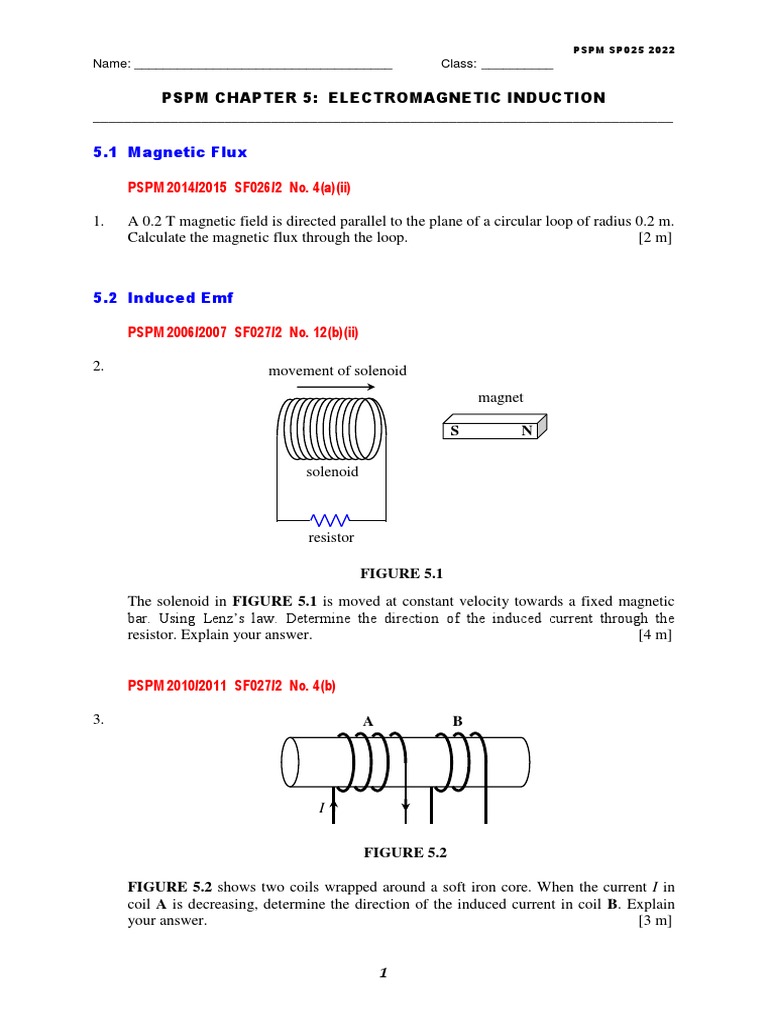 PSPM SP025 CH 5 | PDF | Electromagnetic Induction | Inductance