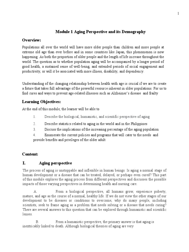 Aging Population Module | PDF | Ageing | Non Communicable Disease