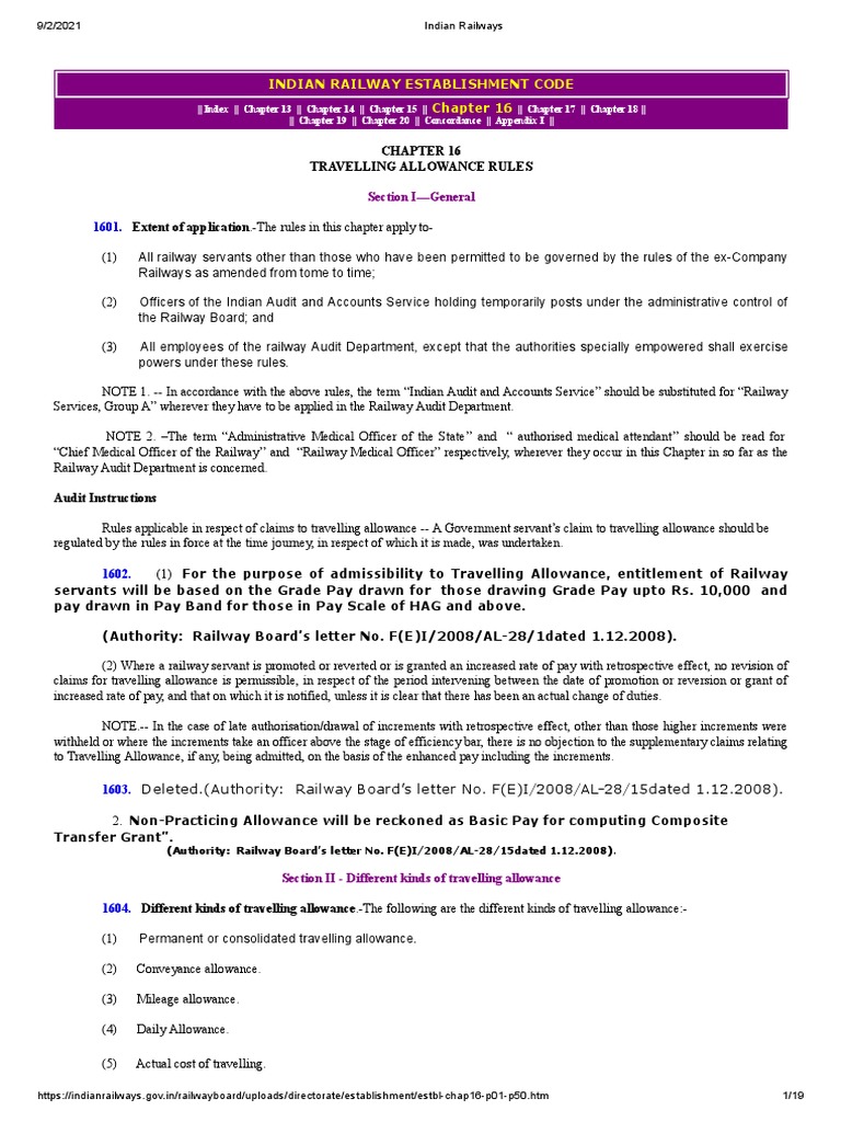 Section I-General: Indian Railway Establishment Code | PDF | Fuel ...