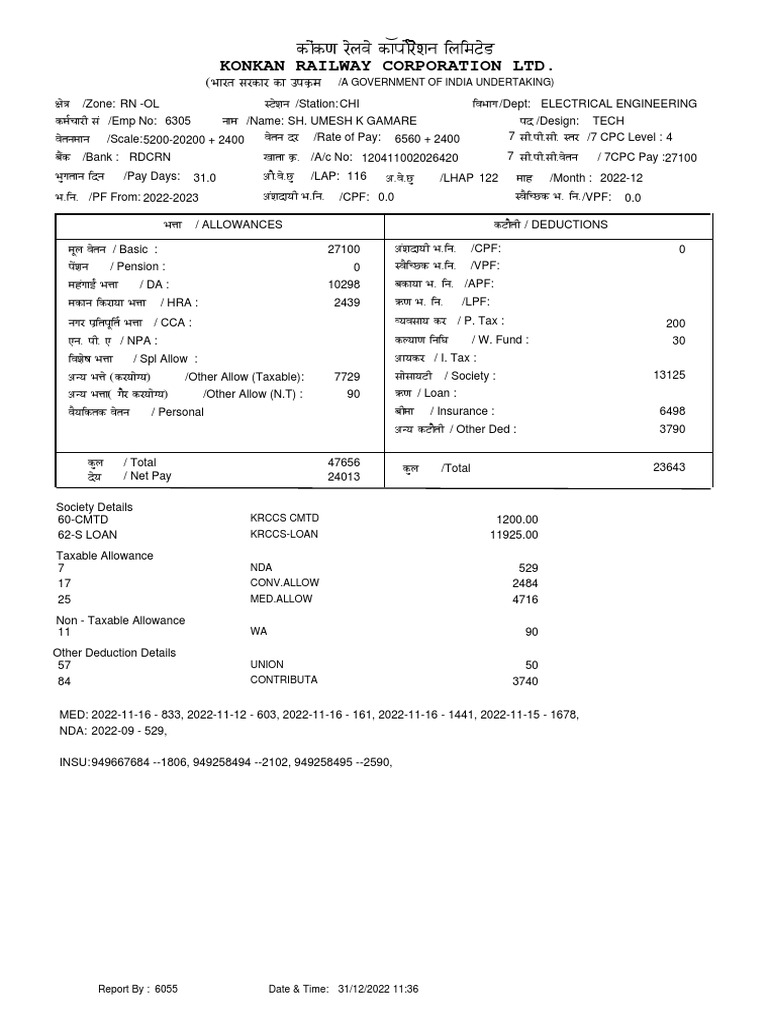 Payslip 2022-12 6305 | PDF