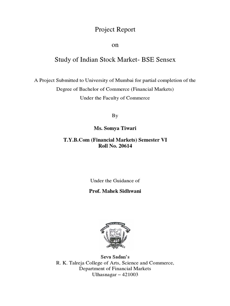 BSE Sensex Study Project Report | PDF