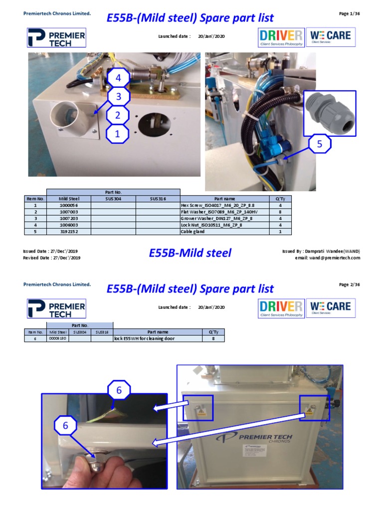 E55B Spare Part List by Jo 200110 (Mild Steel) External | PDF ...