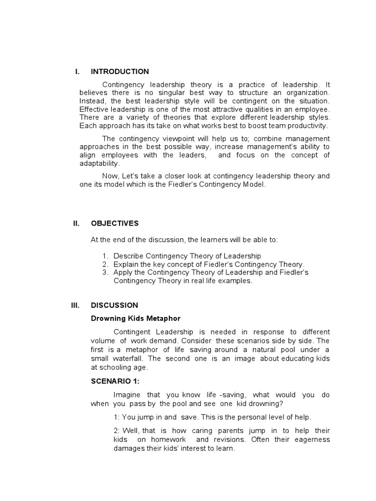 Unit 5 - B. Contingency Leadership Models and Fiedler's CLM | PDF ...
