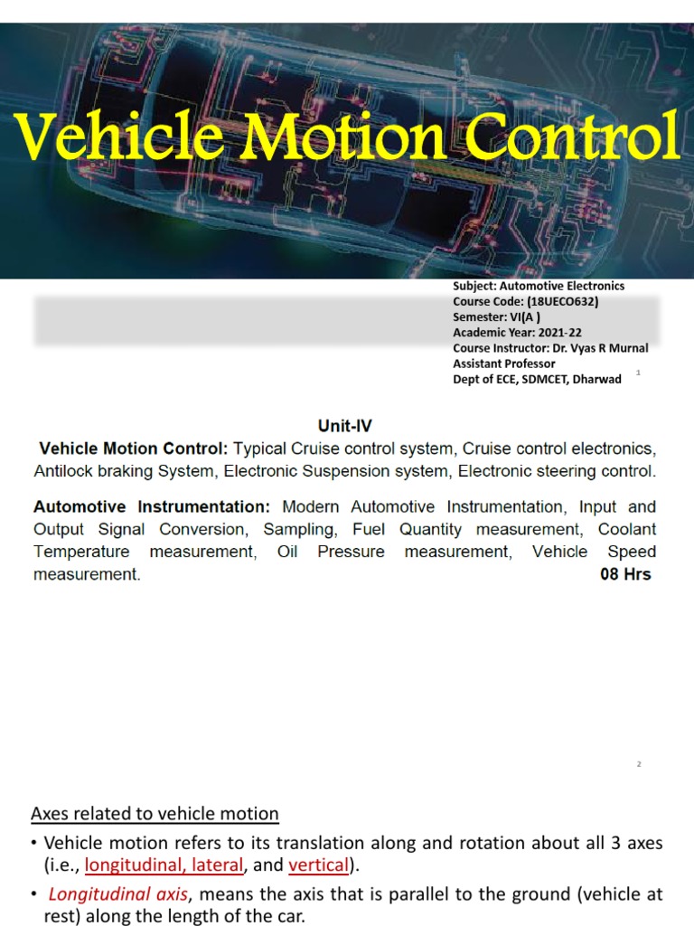 4.vehicle Motion Control PDF | PDF | Anti Lock Braking System | Rotation Around A Fixed Axis
