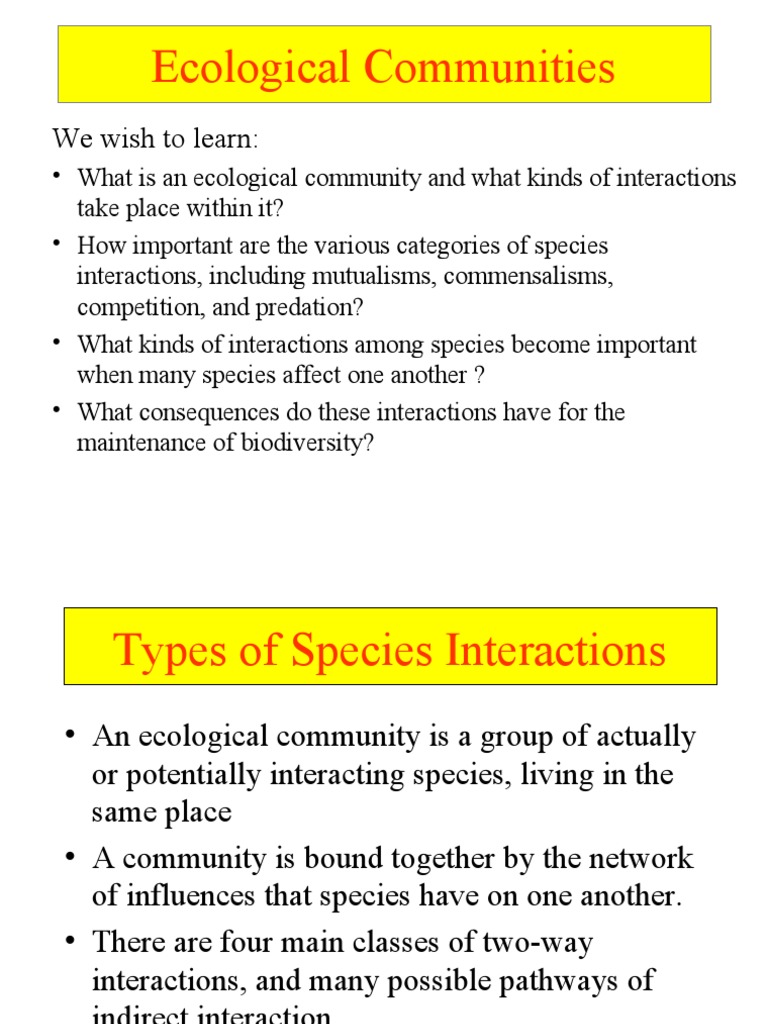 Types of Species Interactions in Ecology | PDF | Food Web | Community ...