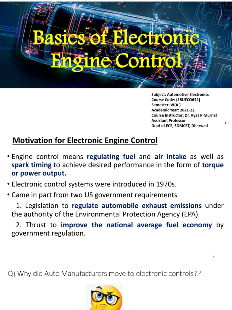 Basics of Electronic Engine Control PDF | PDF | Fuel Economy In Automobiles | Distributor