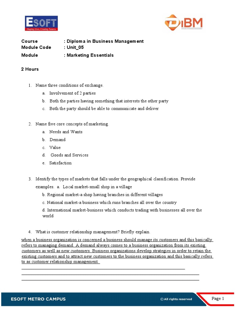 Unit 5 Tutorial 01 Business Management | PDF | Market (Economics) | Retail