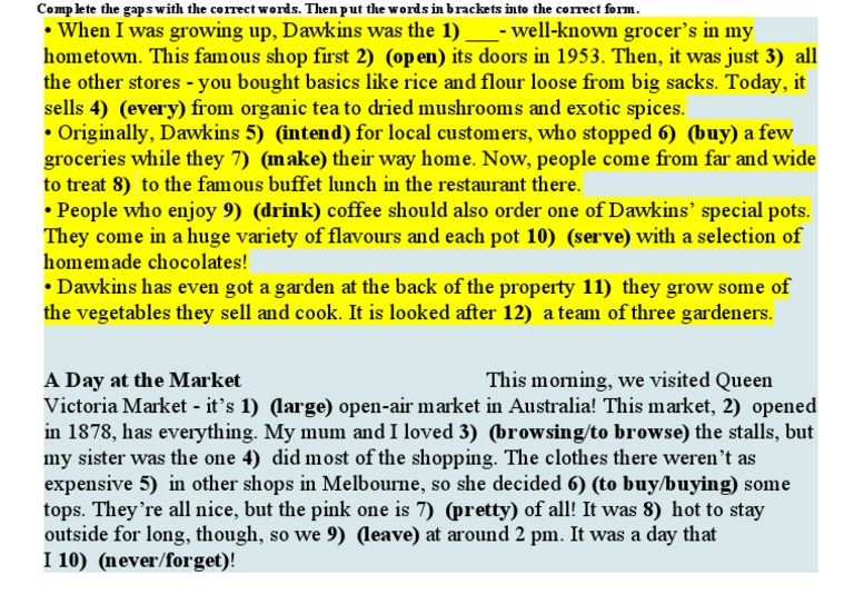Complete The Gaps With The Correct Words | PDF