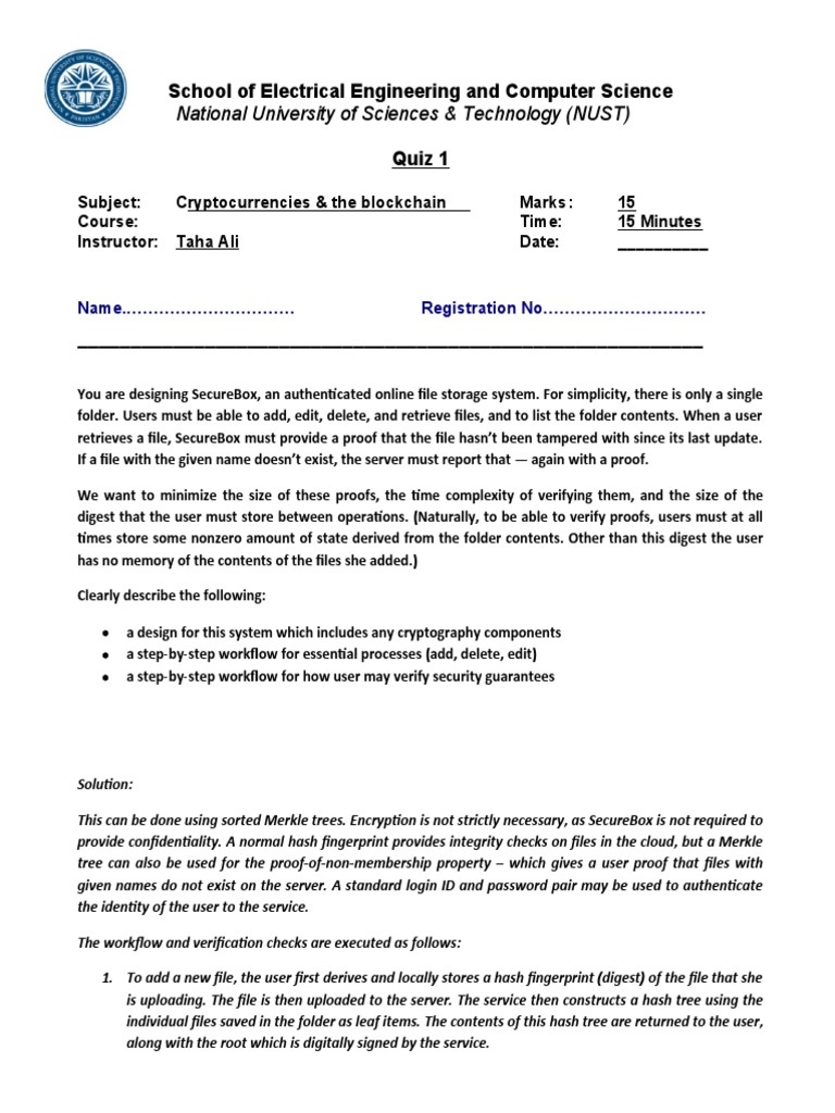 Quiz 1 - Sols | PDF | Computer File | Authentication