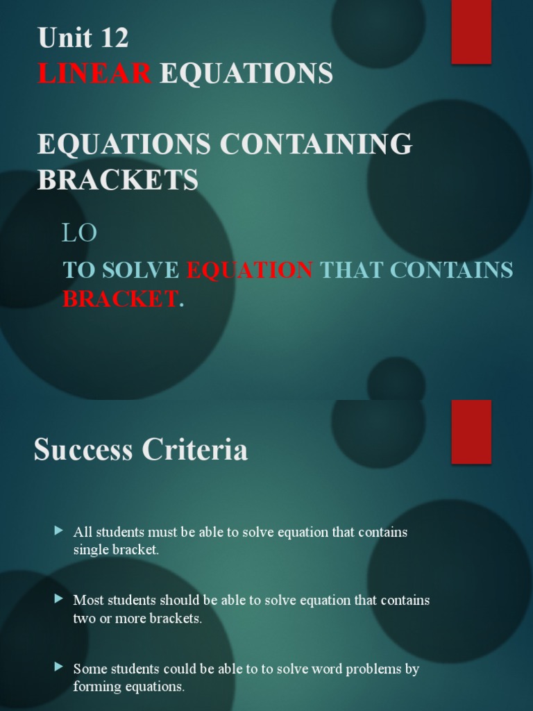 Unit 12 Linear Equations | PDF | Equations | Numbers