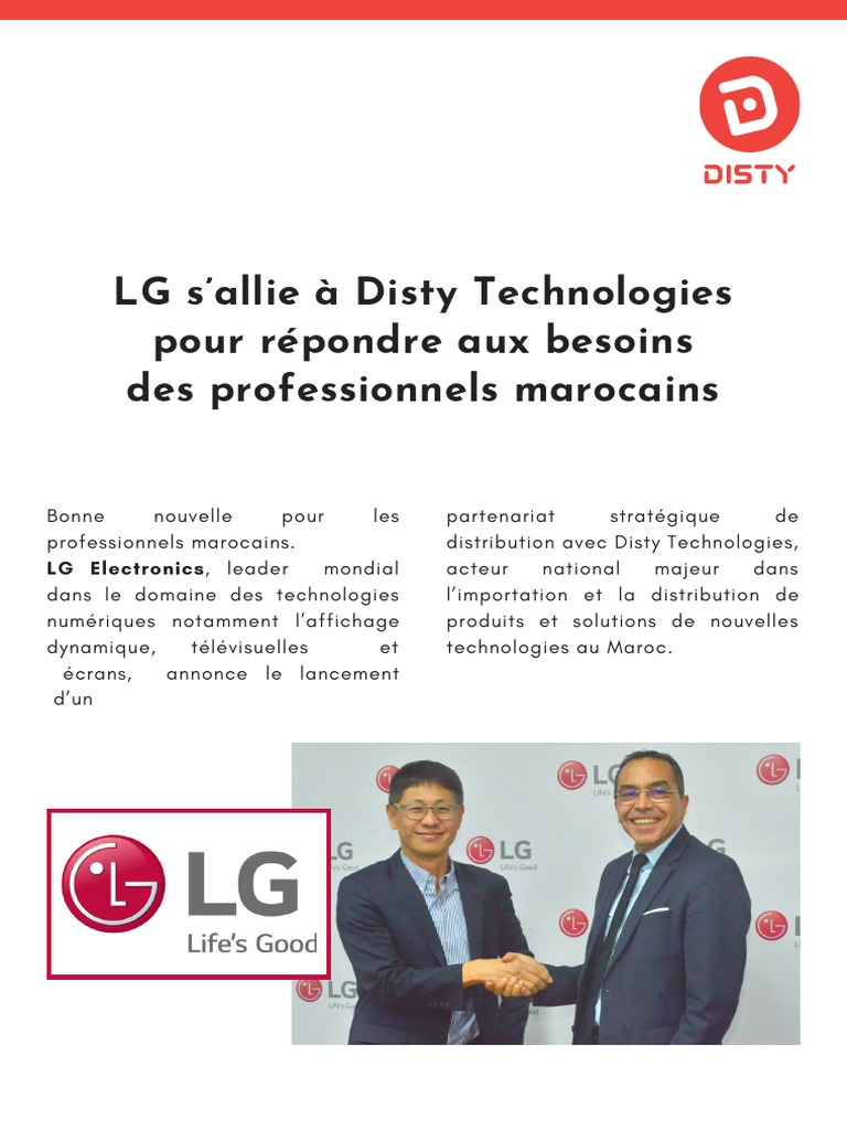Disty Technologies New Partner LG | PDF | Maroc | Innovation