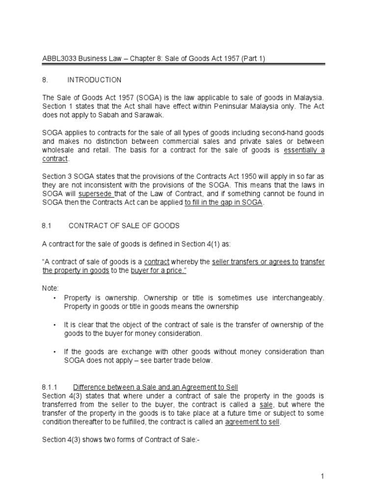 Business Law Pdf Contractual Term Sales