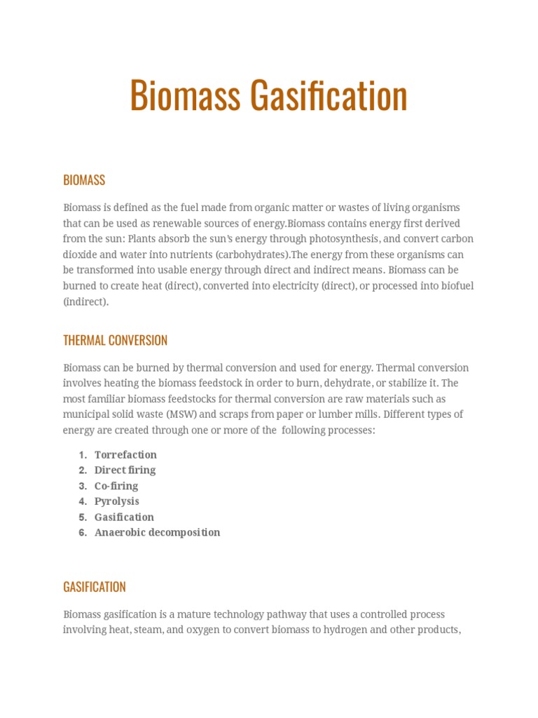 Biomass Gasification | PDF