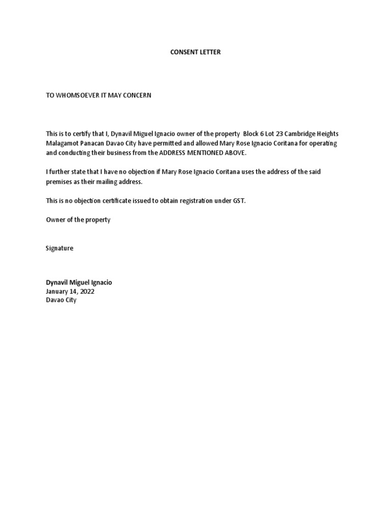 Consent Letter | PDF