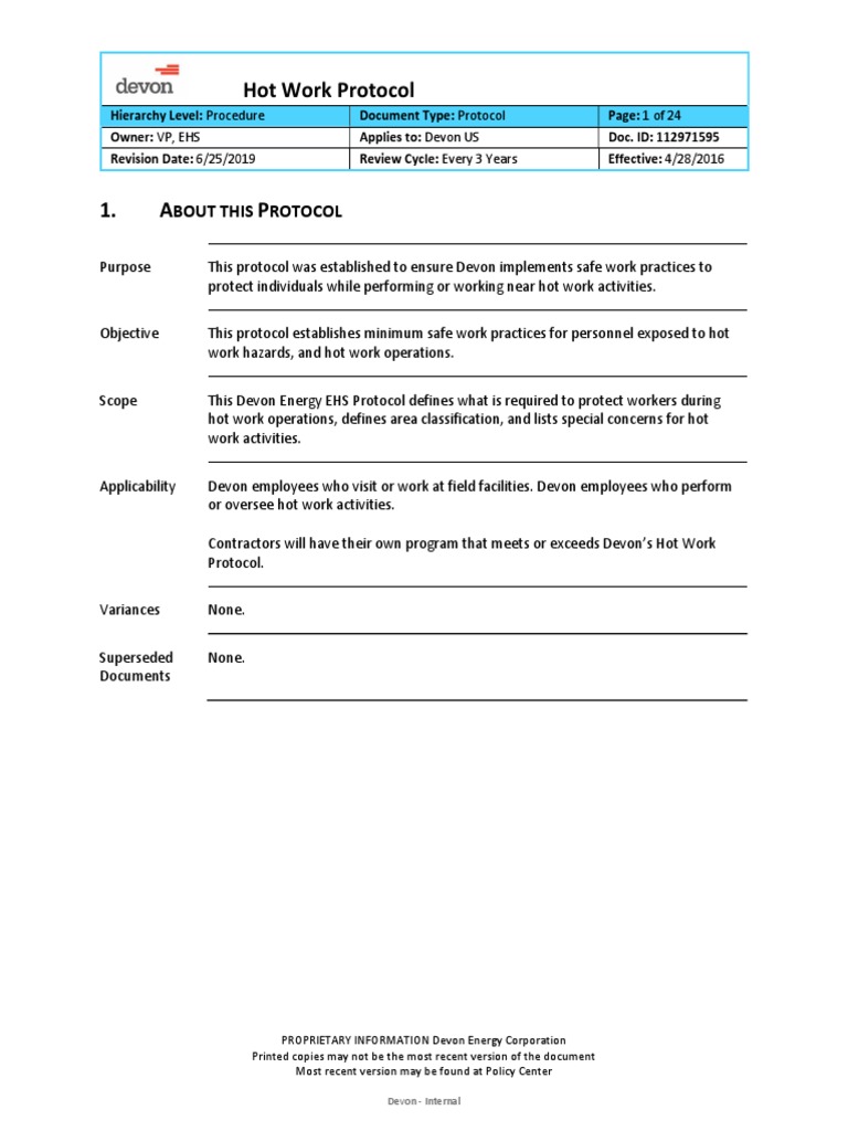 Hot Work Protocol 6 25 19 | PDF | Welding | Construction