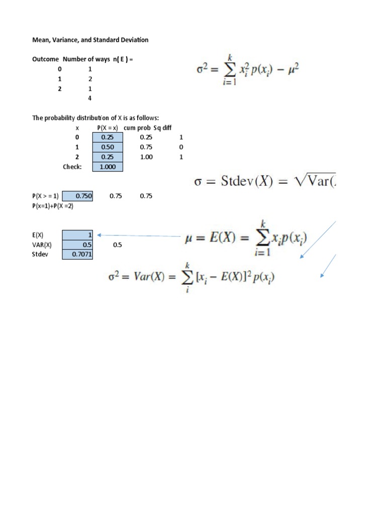 2 Mean Var Stdev Data Pdf Variance Standard Deviation