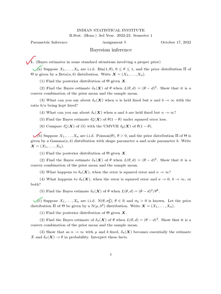 Assignment 5 Stat Inf b3 2022 2023 PDF | PDF | Bayesian Network | Bias Of An Estimator