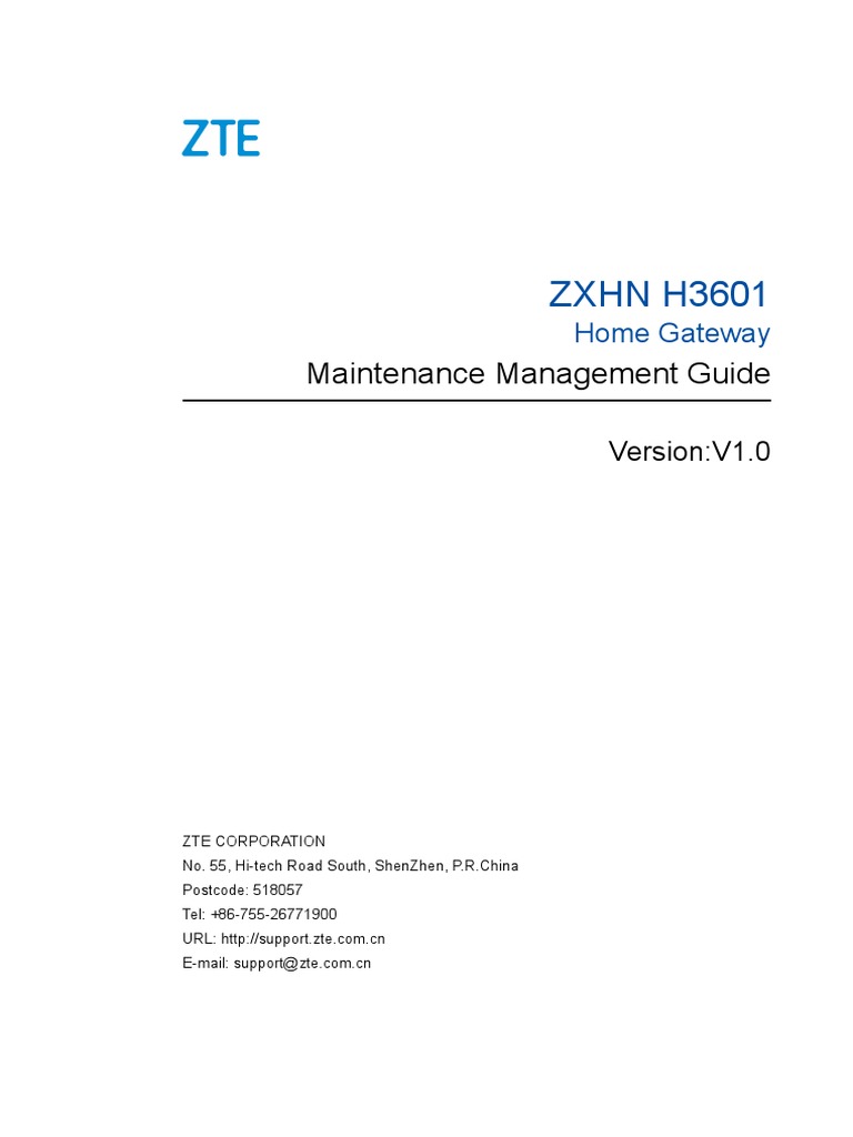 ZTE_H3601_Maintenance_Management_Guide | PDF | Ip Address | I Pv6
