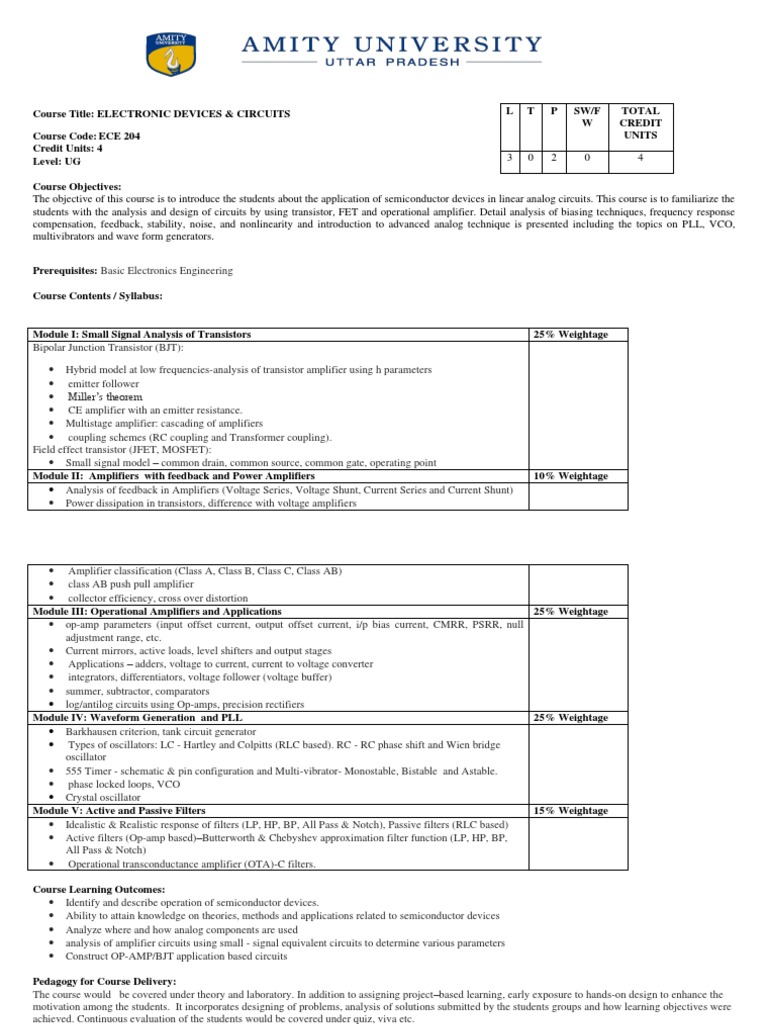 Electronic Devices & Circuits | PDF | Amplifier | Transistor