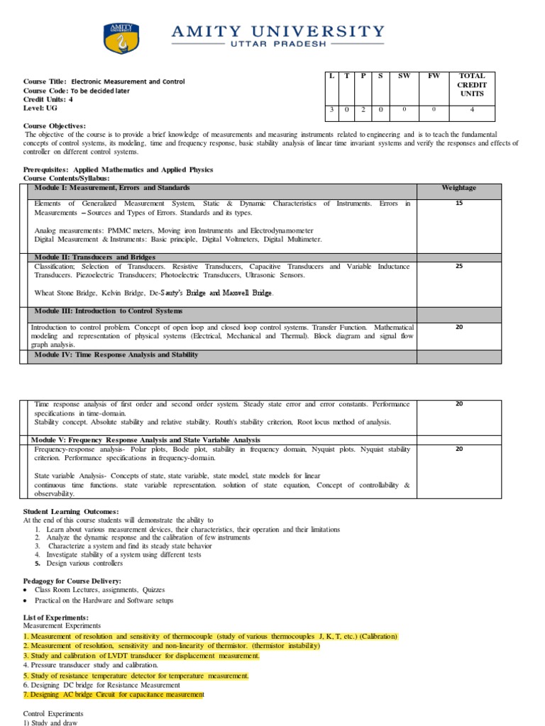 Electronic Measurement and Control | PDF | Control Theory | System