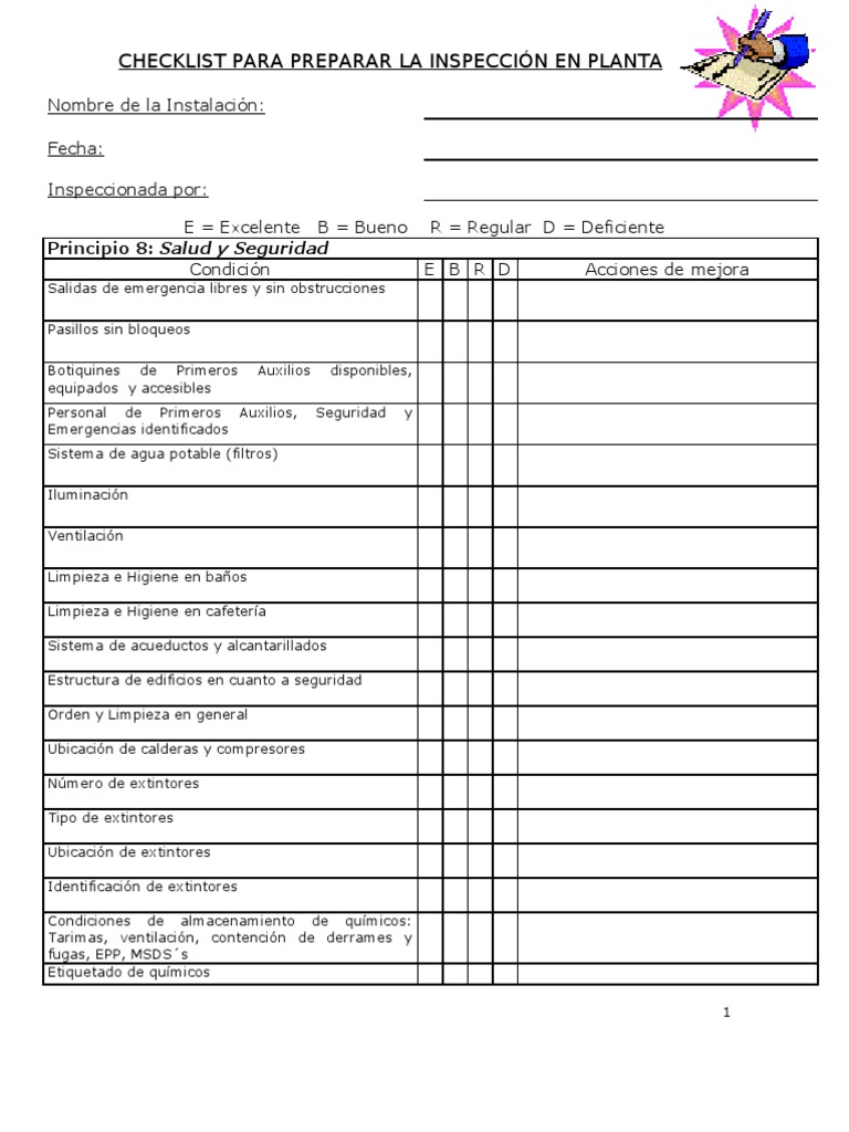Checklist para Inspección