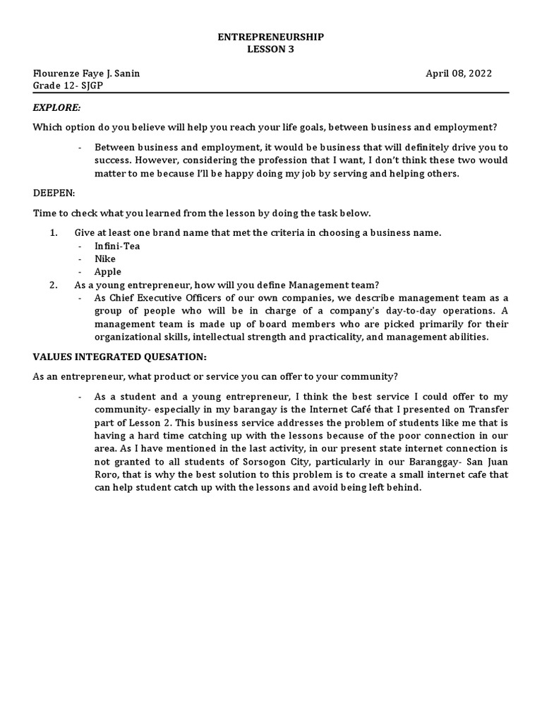 Entrep. L3 | PDF | Entrepreneurship | Business