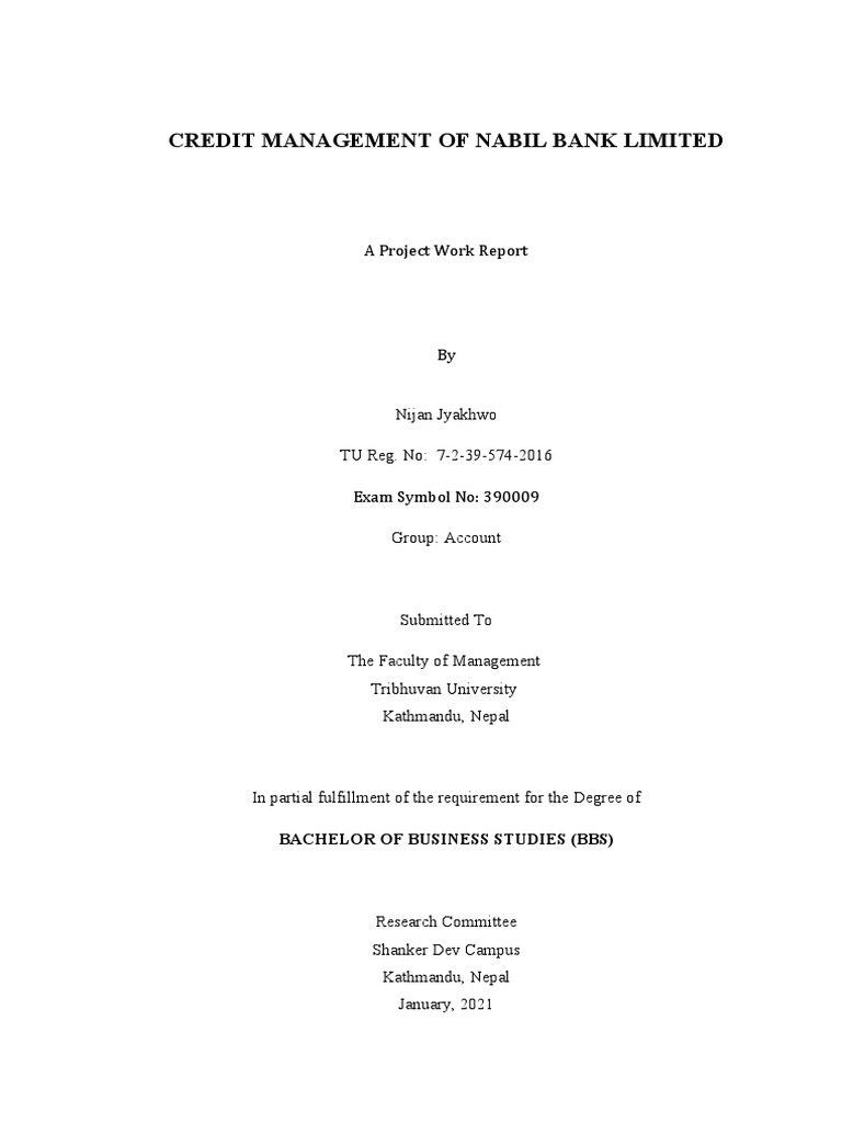 Credit Management of Nabil Bank | PDF | Credit | Finance & Money Management