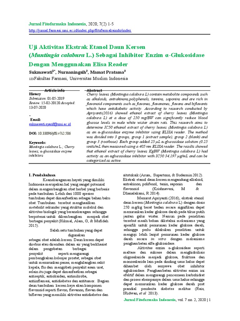 Uji Aktivitas Ekstrak Etanol Daun Kersen | PDF
