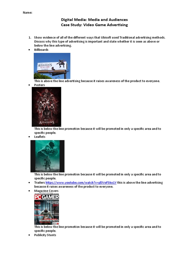 9 - Case Study Video Game Advertising | PDF | Advertising | Mass Media