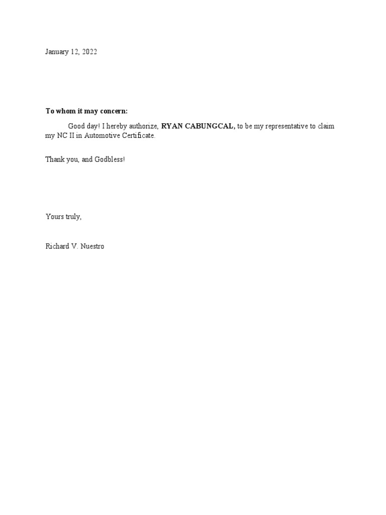Authorization Letter-Chad | PDF