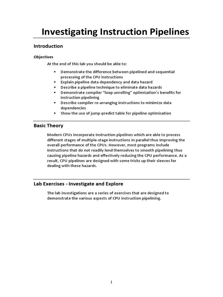 Investigating Instruction Pipelining | PDF | Central Processing Unit ...