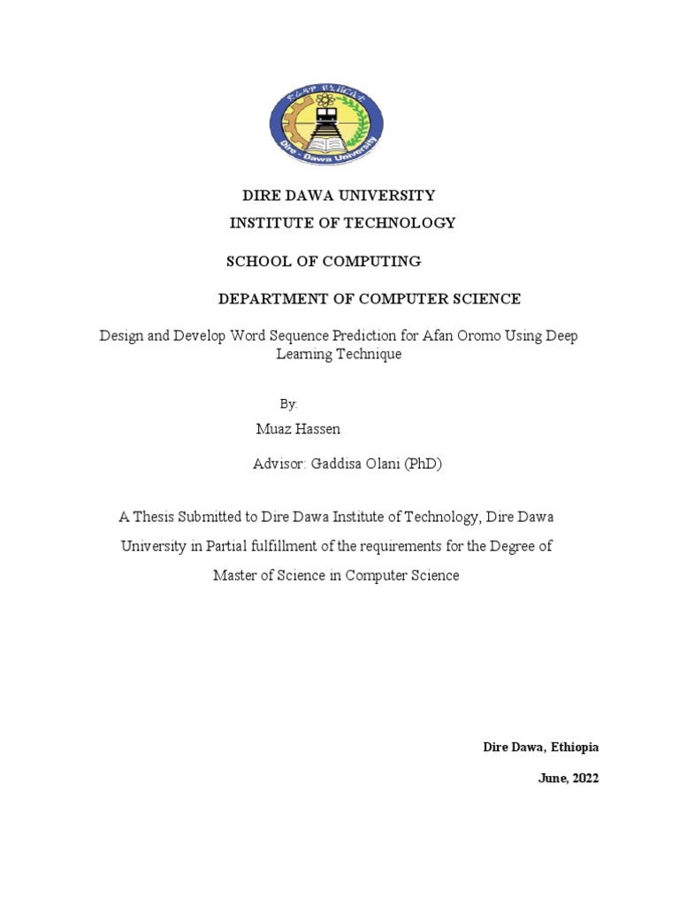 Afaan Oromo Word Prediction Muazhassen Thesis Master DDUCSIT2022 PDF | PDF | Machine Learning ...