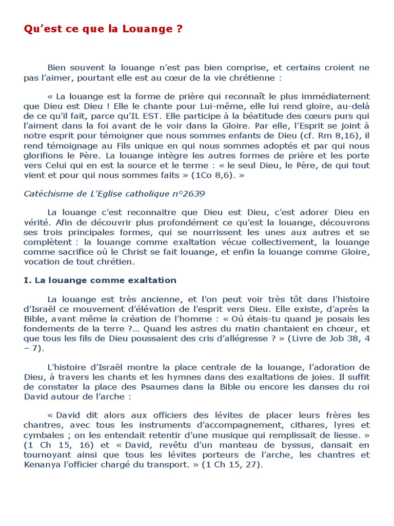 Comprendre la Louange Biblique | PDF | Eucharistie | Alliance (Bible)