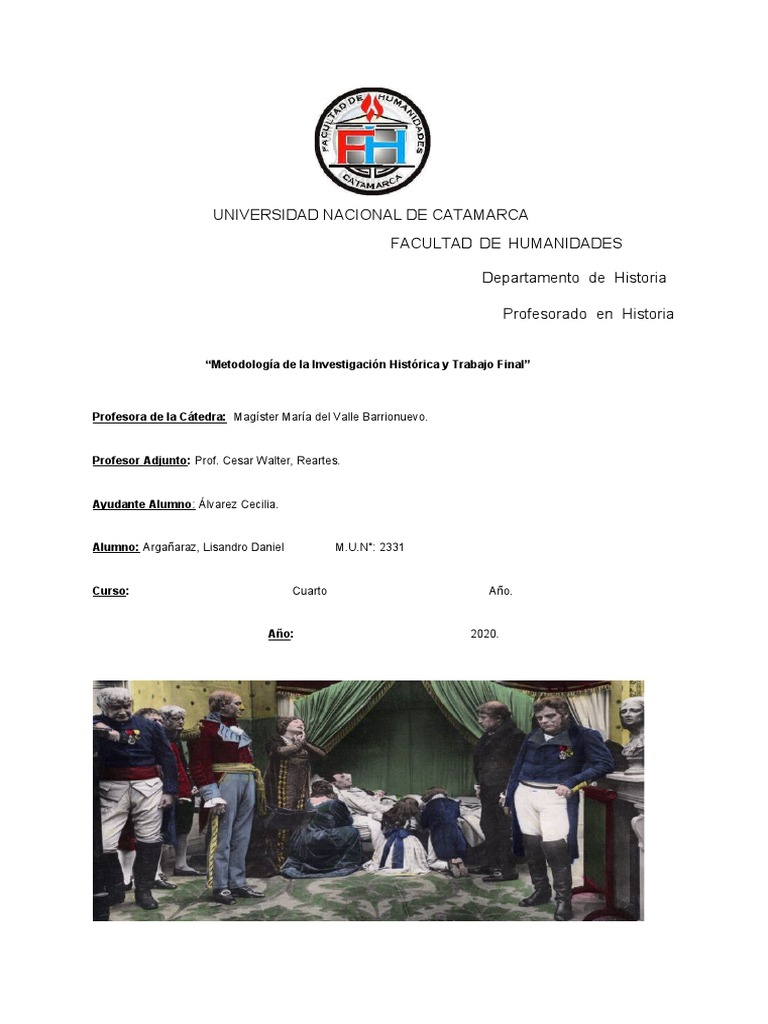 Proyecto Metodologia. Argañaraz Lisandro Daniel | PDF | Napoleón | Primer imperio francés